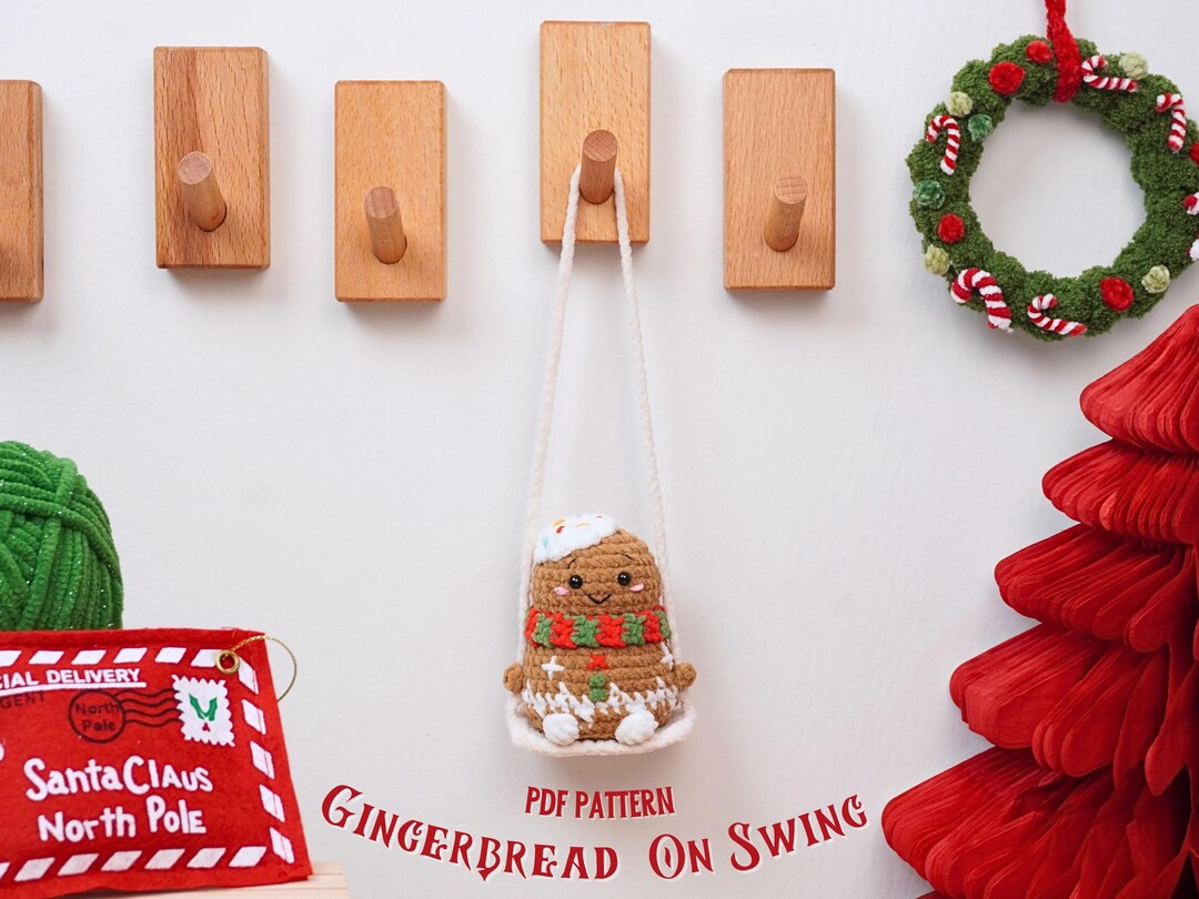 Gingerbread Cookies on Swing Car Hanging Crochet Pattern, Christmas Car ...