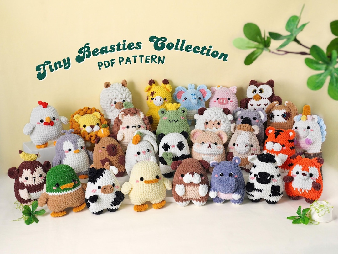 28in1 Tiny Beasties Collection Crochet Patterns | Hedgehog Pattern ...