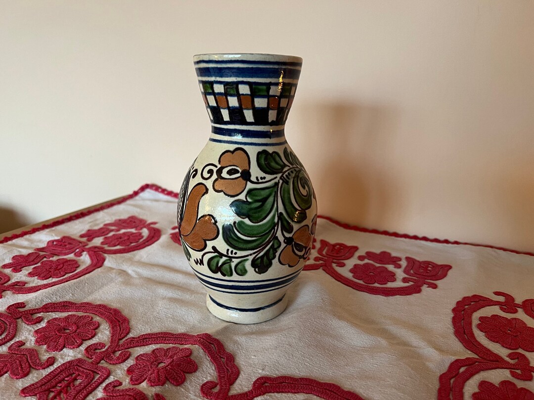Romanian Water Jug, Flower Design Pitcher From Corund, Transylvania ...