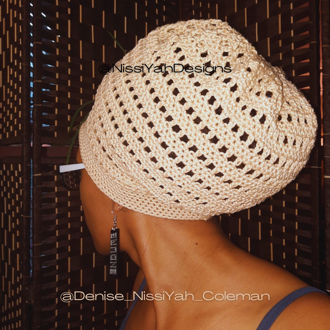 Nissiyah Designs Crocheted Tam Crochet Loc Headwrap Hat Slouchy Hat ...