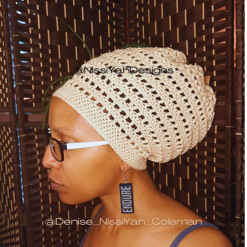 Nissiyah Designs Crocheted Tam Crochet Loc Headwrap Hat Slouchy Hat ...