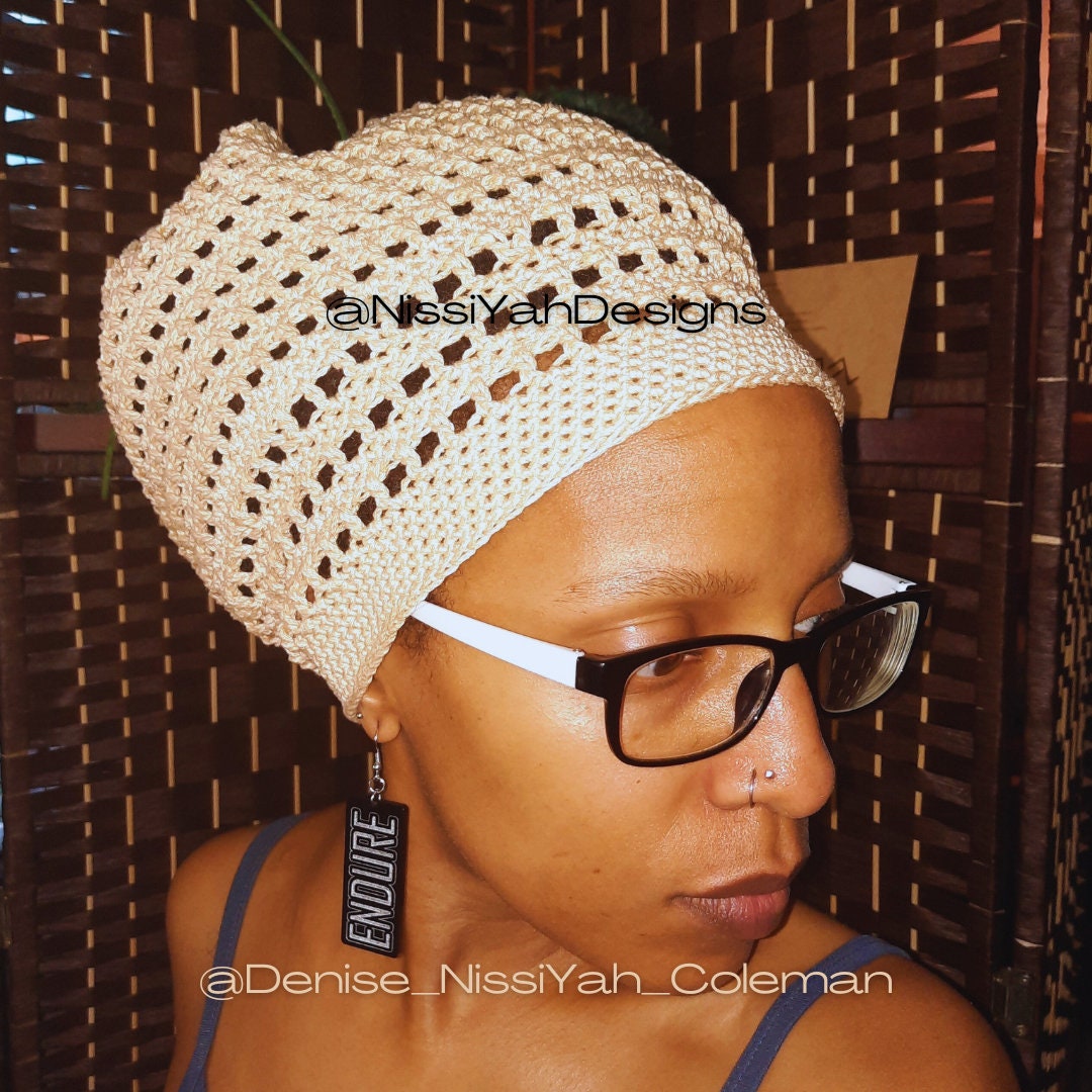 Nissiyah Designs Crocheted Tam Crochet Loc Headwrap Hat Slouchy Hat ...