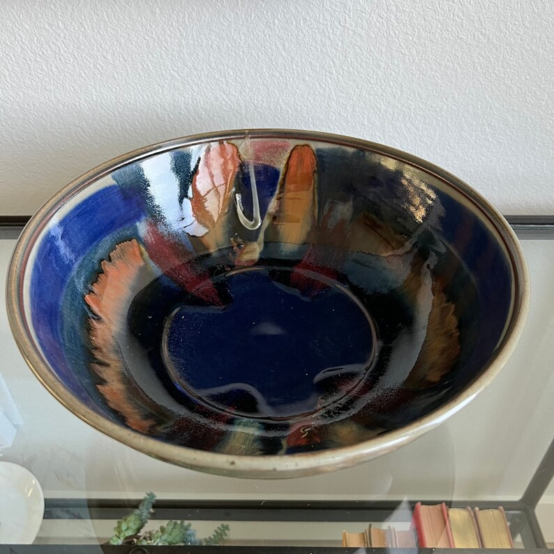 Large Studio Pottery Bowl / Pottery Art Centerpiece / Vintage Ceramic ...