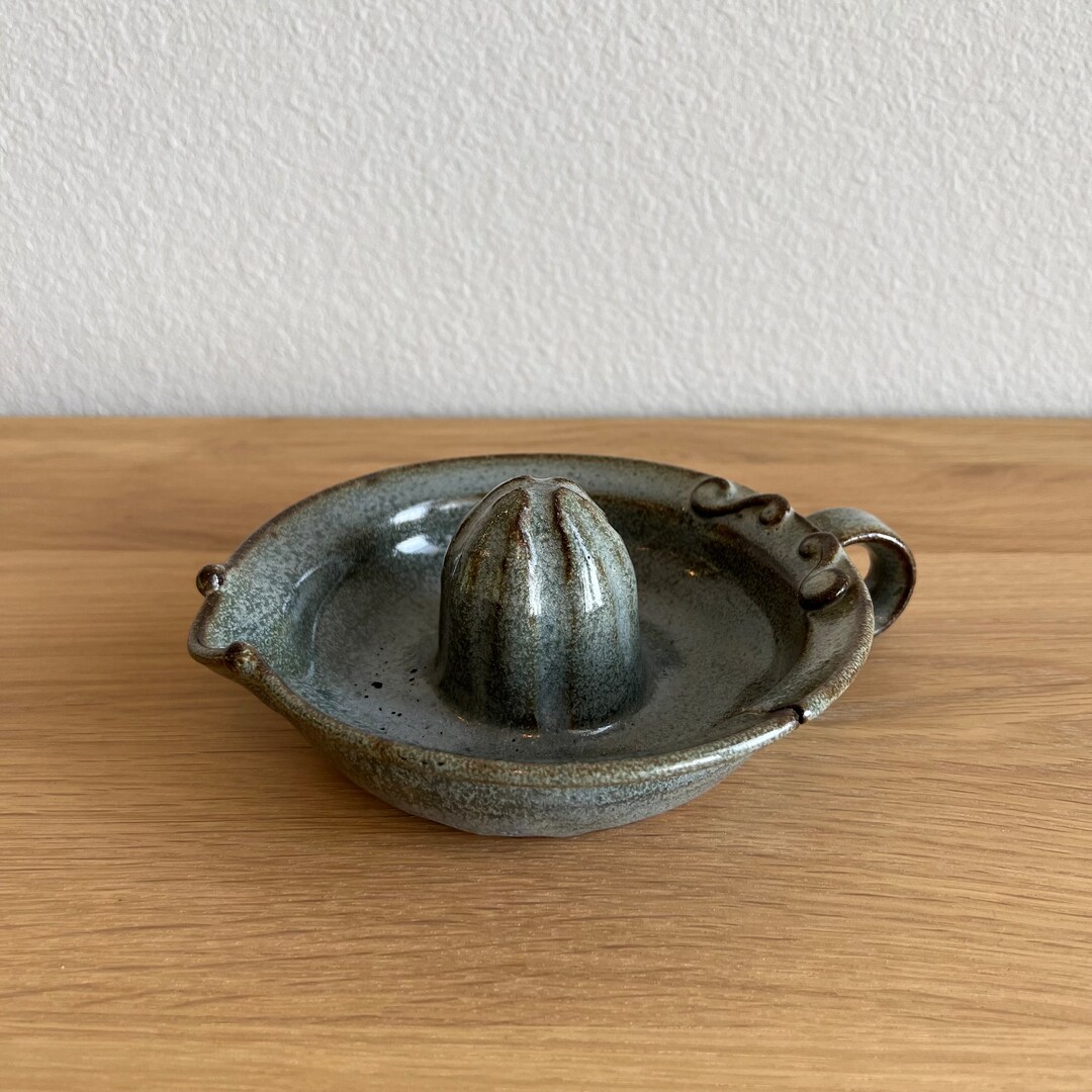 Vintage Studio Pottery Citrus Juicer / Green Blue Handmade Ceramic ...