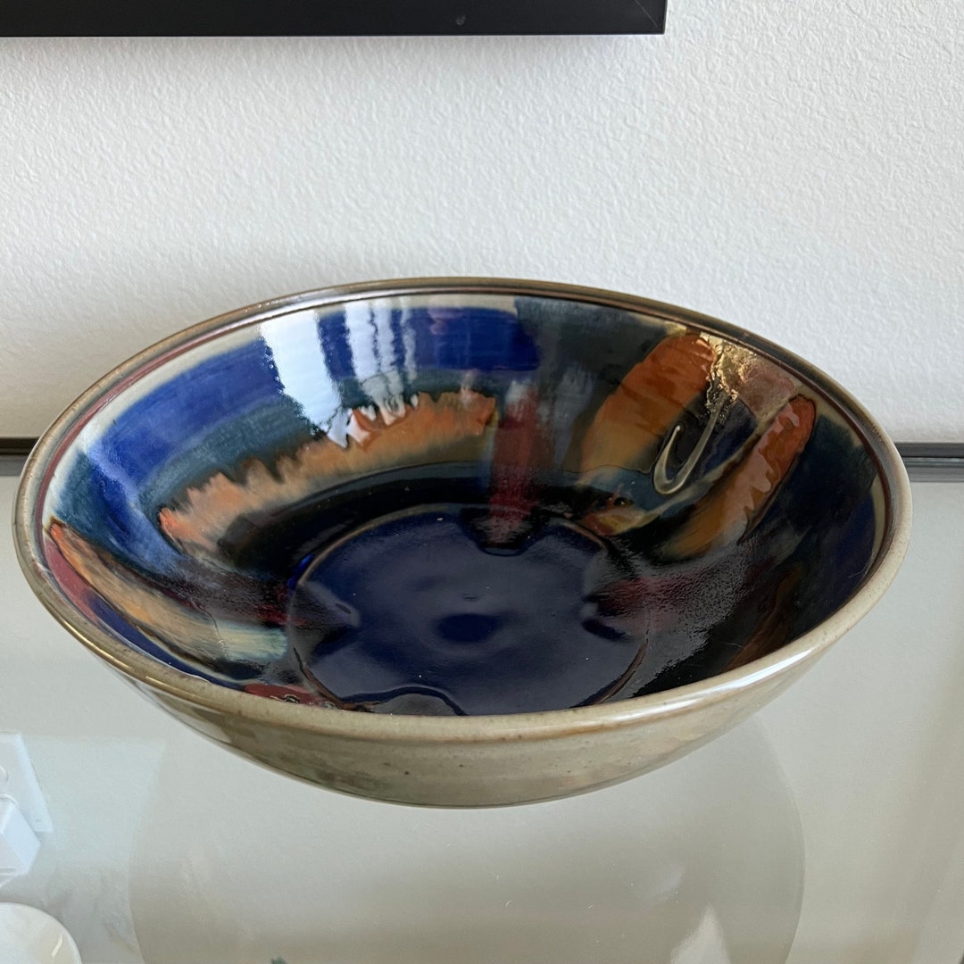 Large Studio Pottery Bowl / Pottery Art Centerpiece / Vintage Ceramic ...