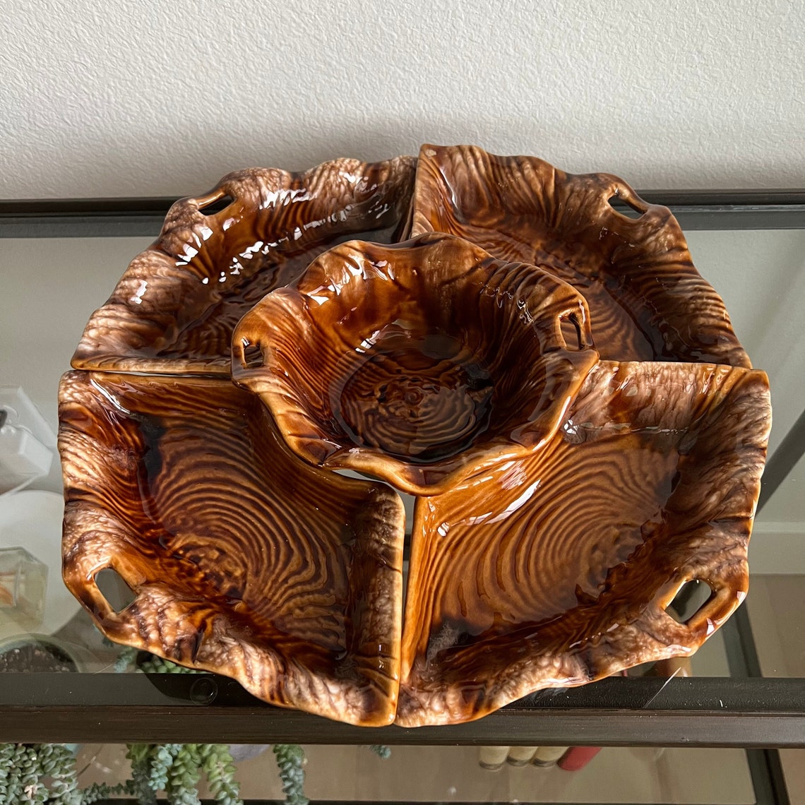 Midcentury California Pottery Chip and Dip in Faux Bois Design - Etsy