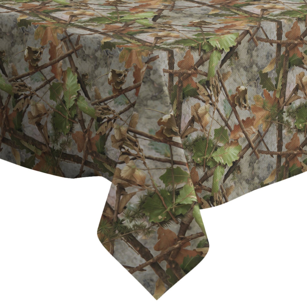 Handmade Decorative Tablecloth, Realistic Forest Camouflage Pattern ...