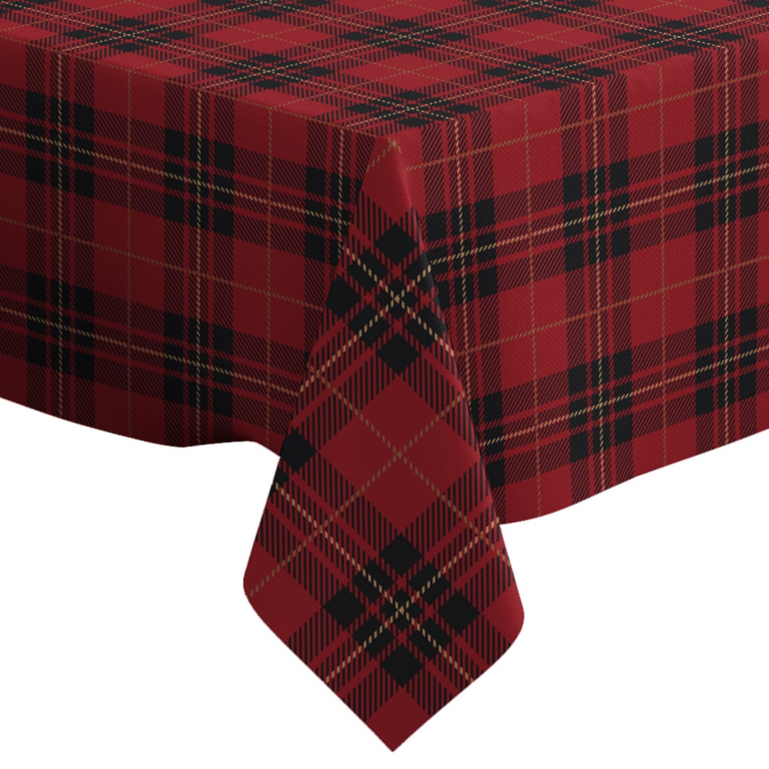 Handmade Decorative Tablecloth, Red Tartan Plaid Scottish Pattern Print ...