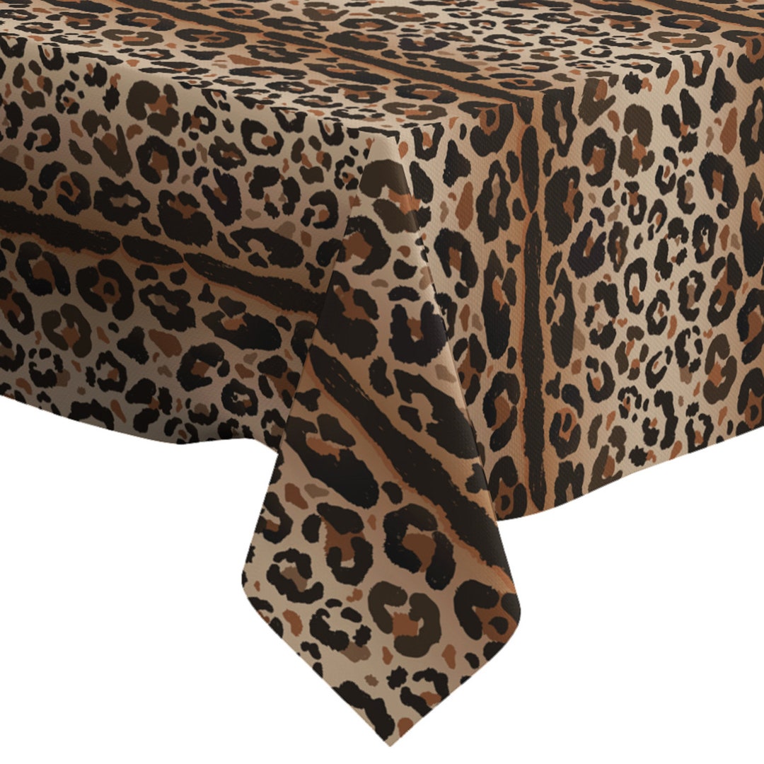 Handmade Decorative Tablecloth, Wild Leopard Pattern Print, Rectangle ...