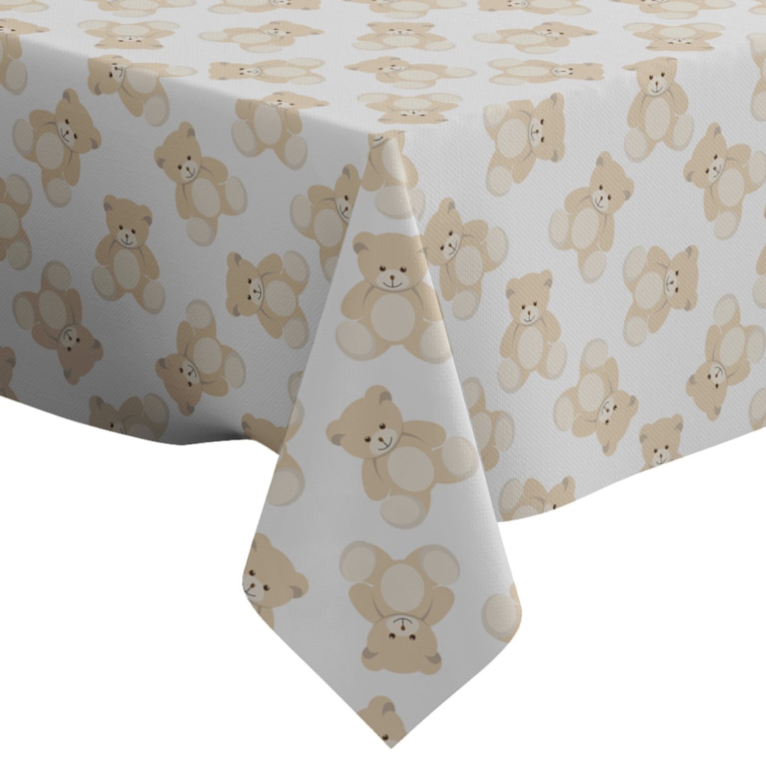 Handmade Decorative Tablecloth, Cute Teddy Bear Print, Rectangle ...