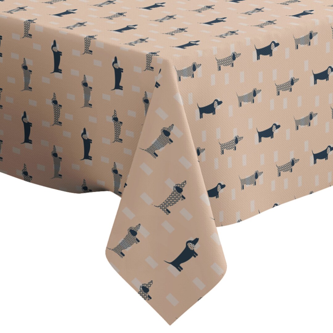 Handmade Decorative Tablecloth, Cute Dachshund Dog Scandinavian Print ...