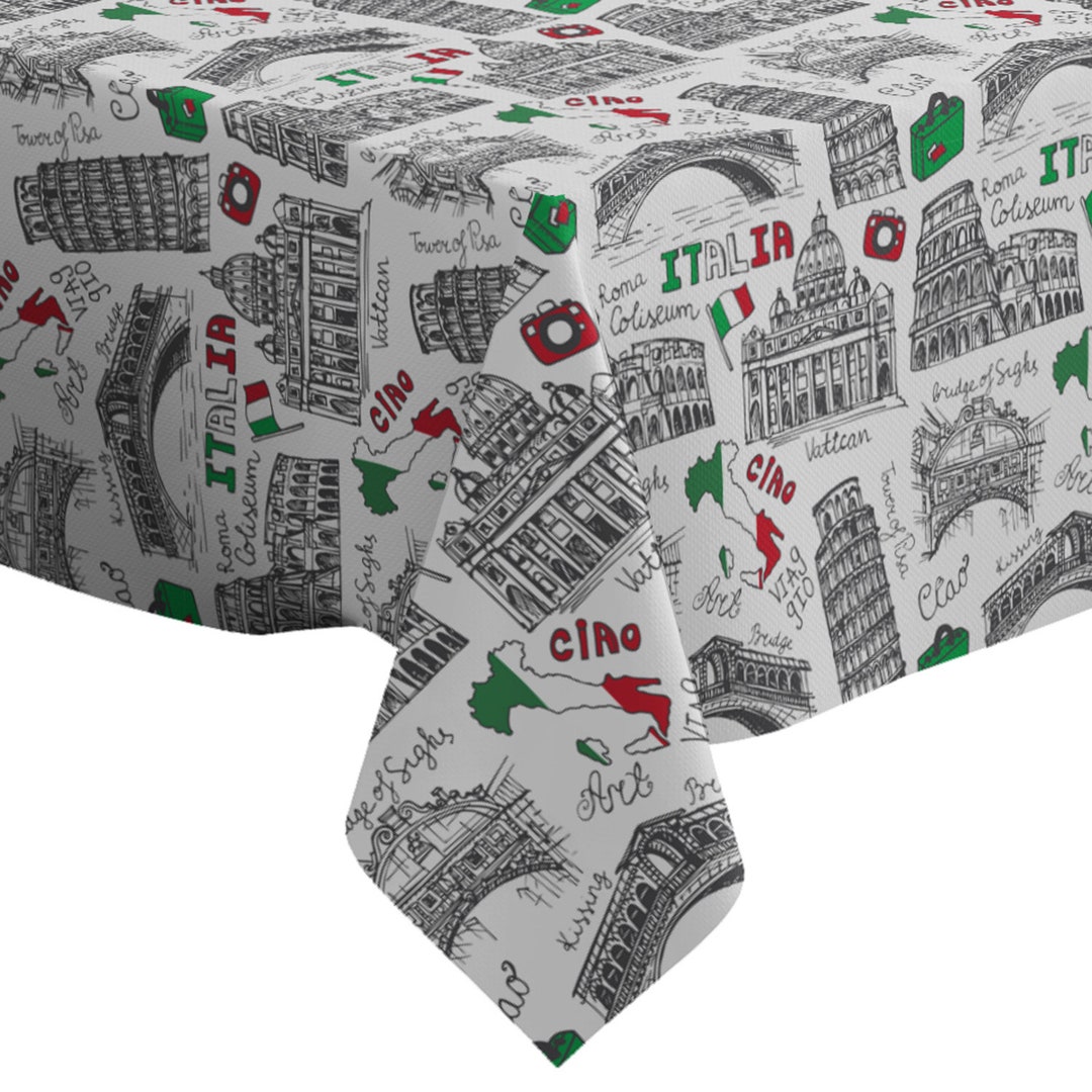 Handmade Decorative Tablecloth, Italy Famous Landmark Vintage Pattern ...