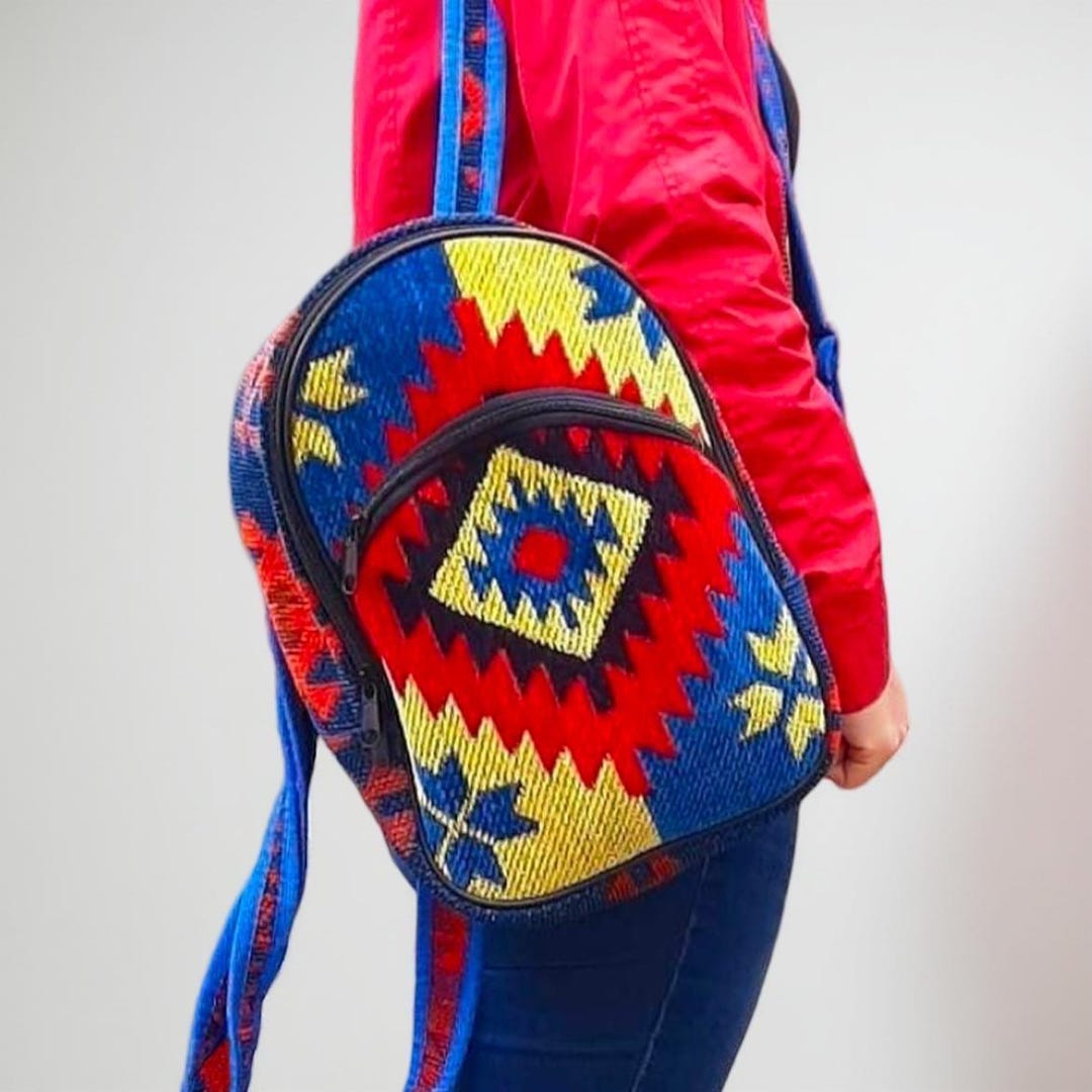 Handmade Aztec Rug Backpack: Colorful Boho Rucksack - Etsy