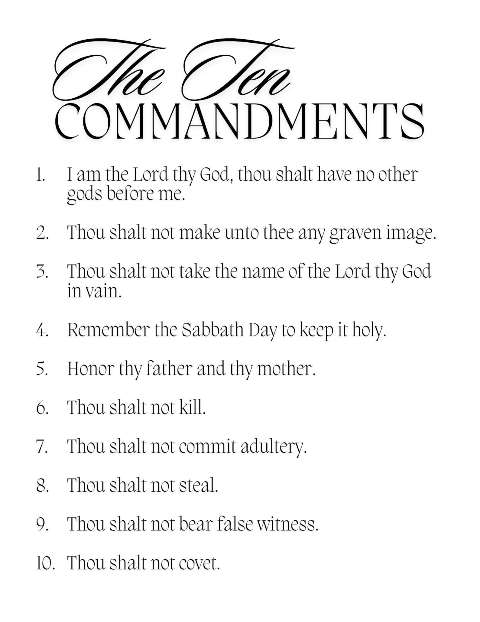 The Ten Commandments - Christian Scripture - Download + Print - 8.5x11 ...