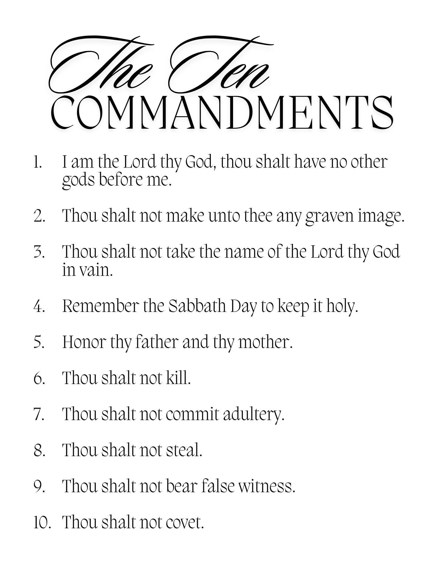 The Ten Commandments - Christian Scripture - Download + Print - 8.5x11 ...