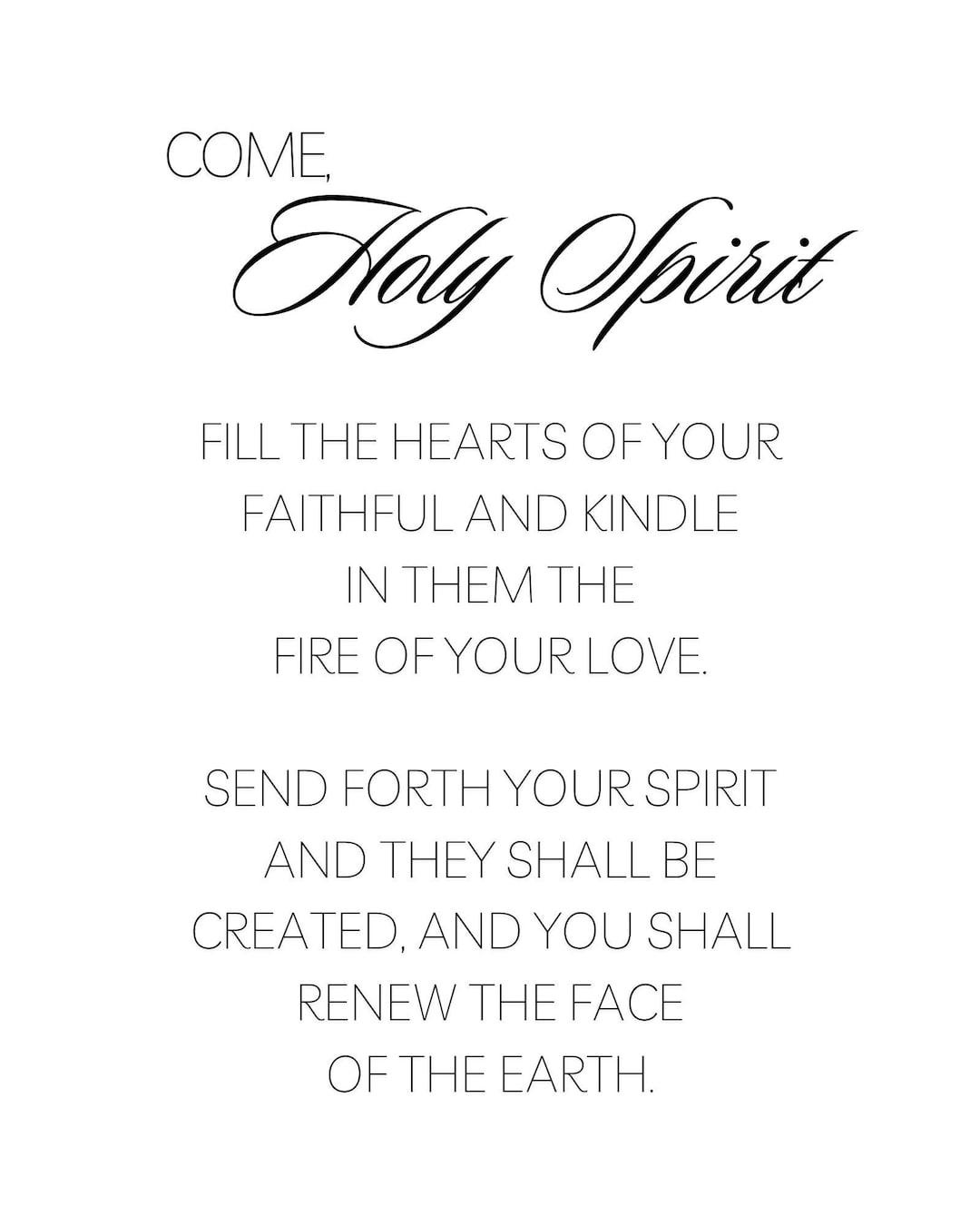 Come Holy Spirit - Christian Prayer - Download + Print - 8x10 - Etsy