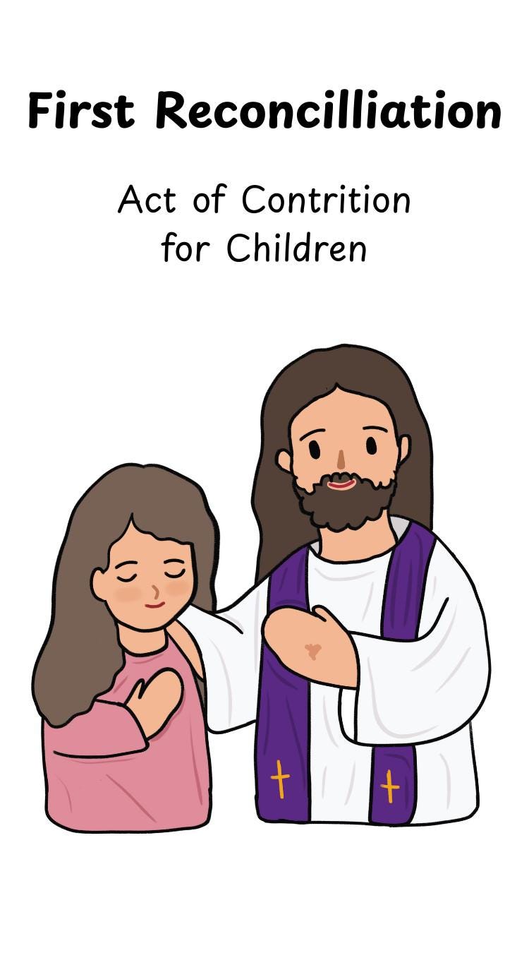 Act of Contrition for Children - First Reconciliation - First Holy ...