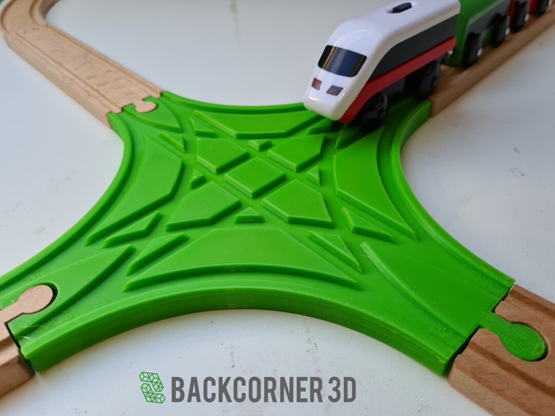 Wooden Train Track 4 Way Intersection Star / Wooden Train Connector ...
