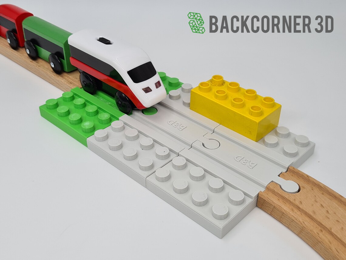 Wooden Train Track Small Double Build Plate Compatible With Duplo ...