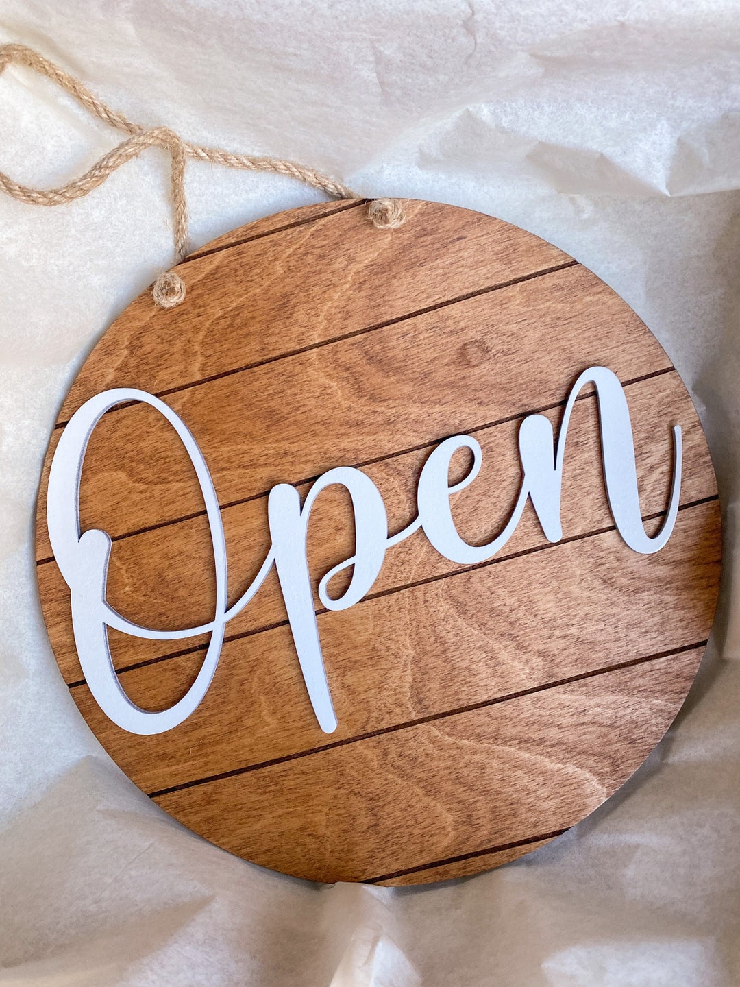 Wood Round Open and Closed Sign Two Sides Reversible Open & - Etsy