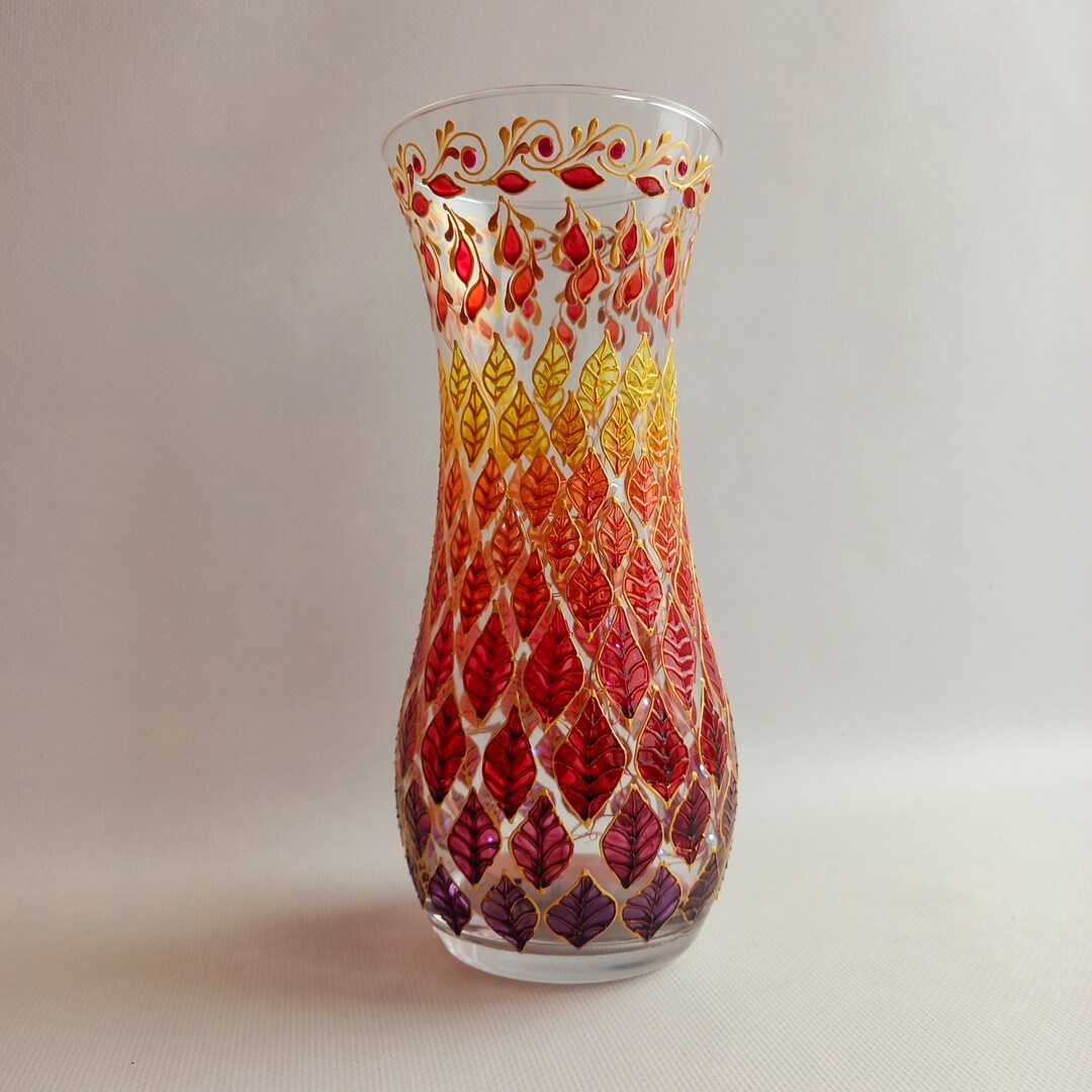 Stained Glass Vase 10 in ( 26 Cm) Custom Vase Personalized Vase Flowers ...