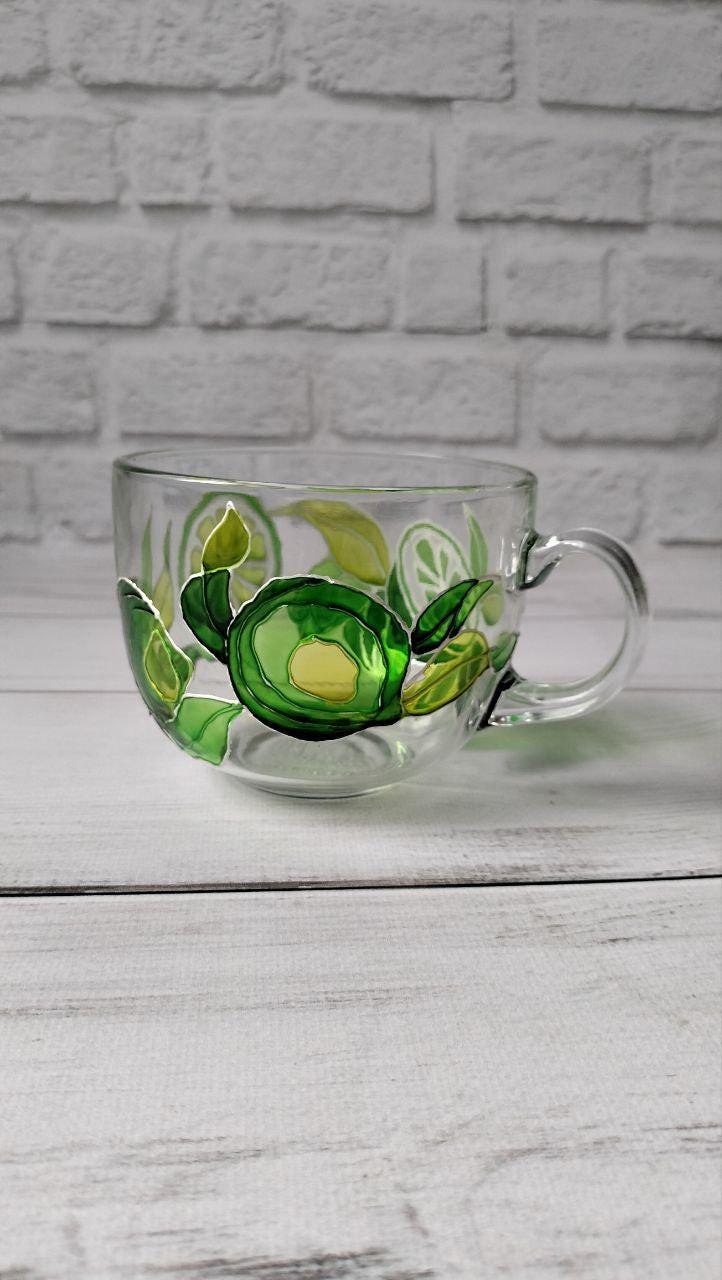 Stained Glass Coffee Cup 17 Oz Personalized Cup Lime Custom Cup Best ...