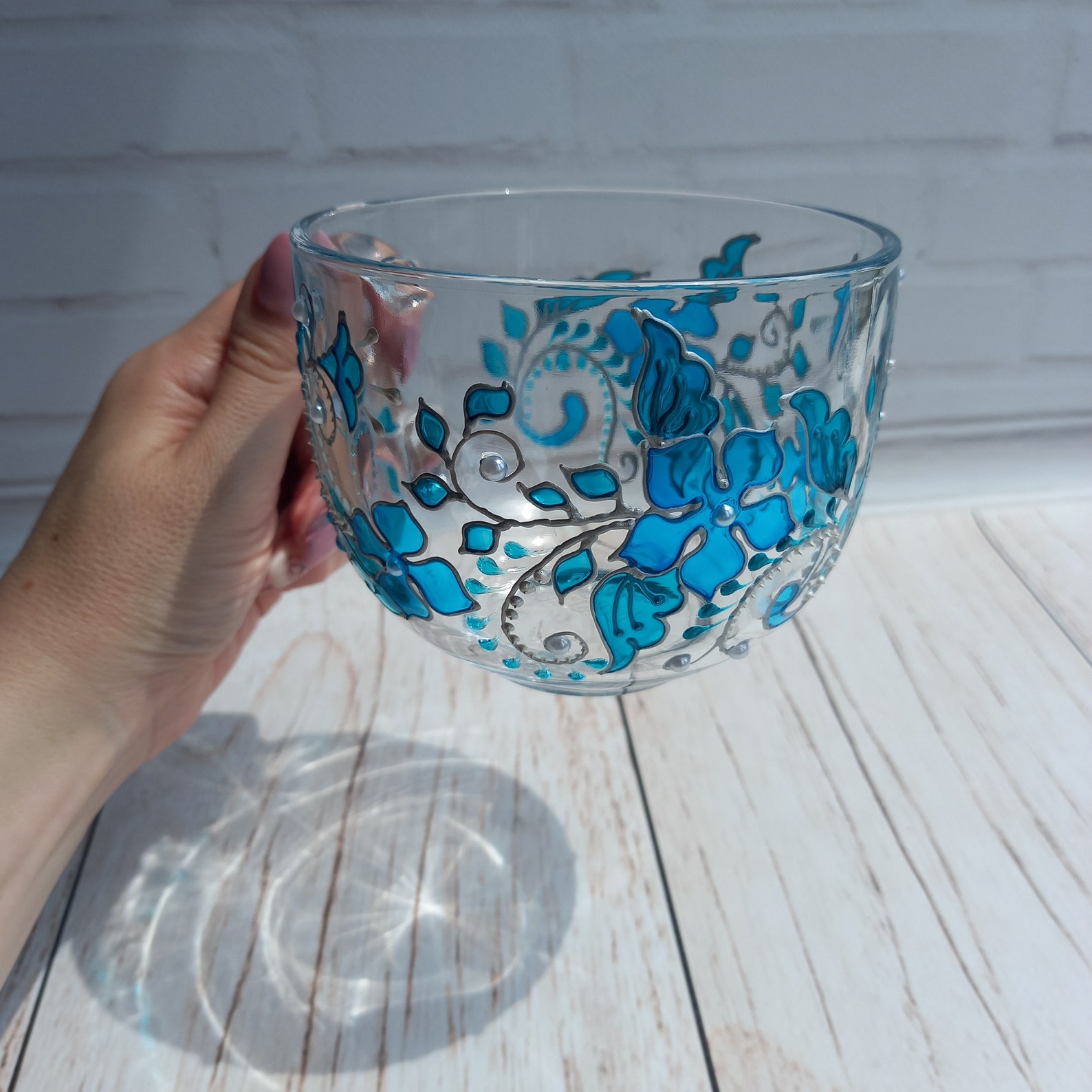 Stained Glass Tea Set with Teapot 20 oz 600 ml Blue Flowers | Etsy