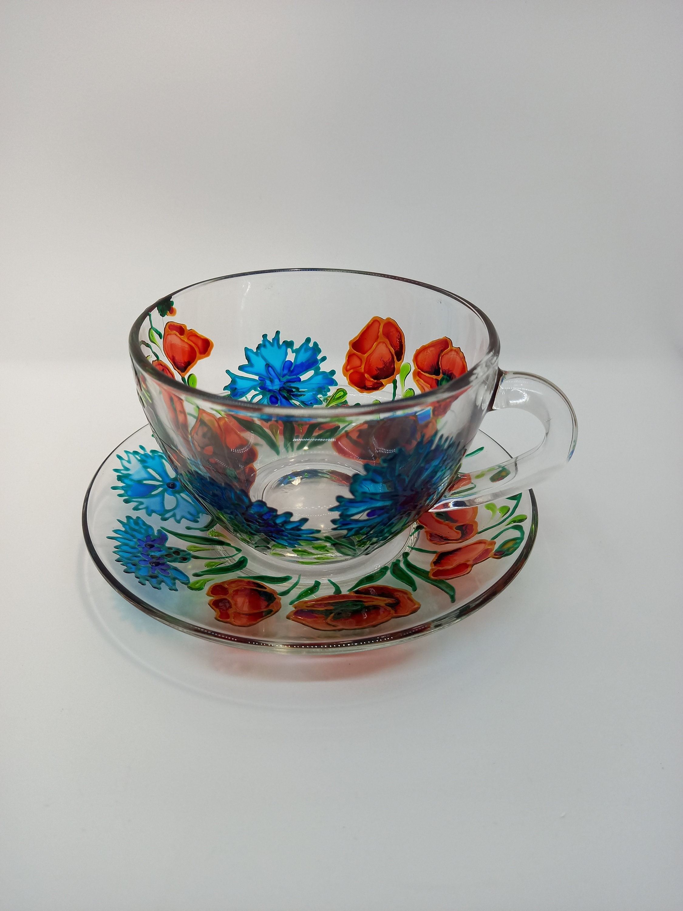 Tea set Glass custom cup 67 oz 200 ml for coffee and | Etsy