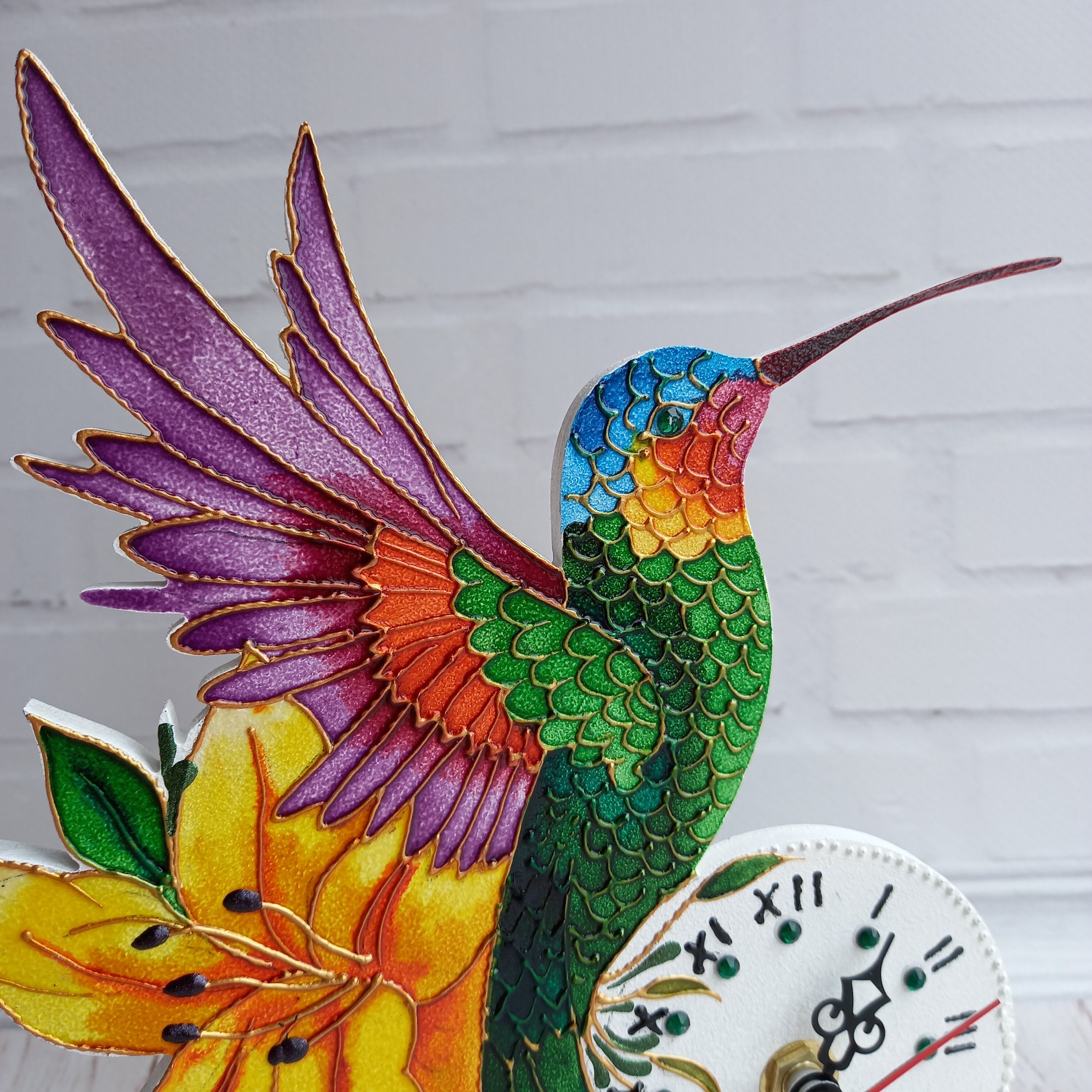 Wooden White Table Clock Hummingbird 8 in 21 Cm Custom Clock | Etsy