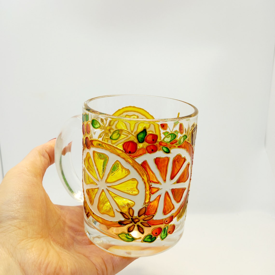 Stained Glass Cup 11 1/3 oz 300ml Lemon Mug Glass Coffee | Etsy