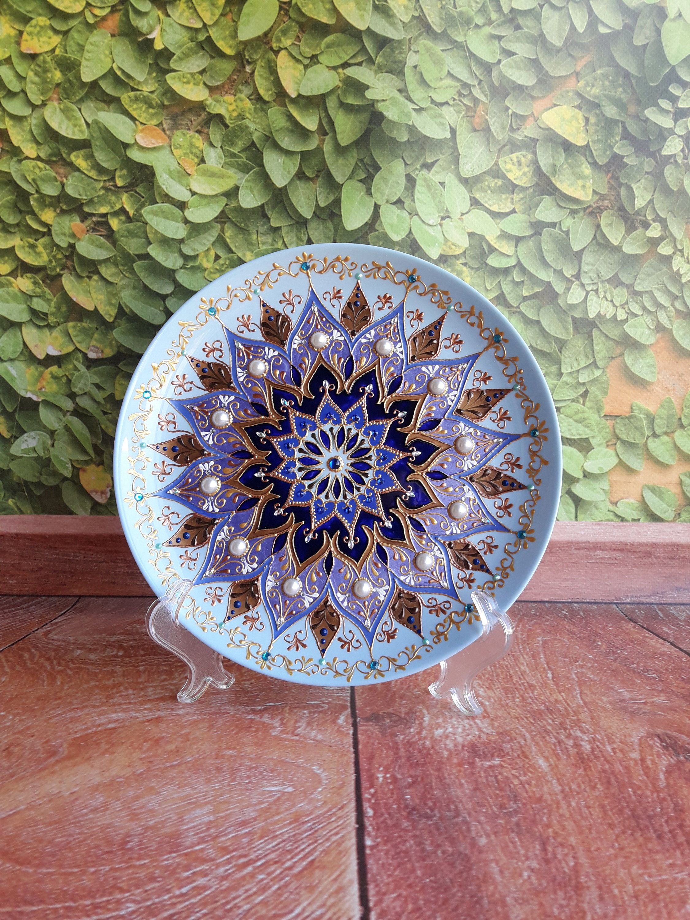 Mandala Majorica Wall Plate 98 in 25 Cm Blue Tableware | Etsy