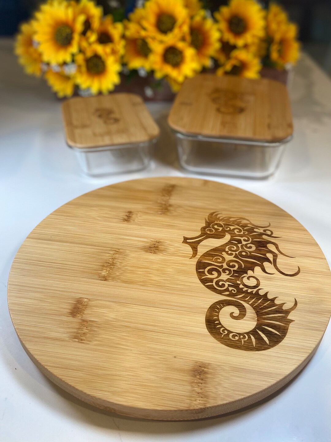 Bamboo Lazy Sue Cutting Board/serving Tray Engraved - Etsy
