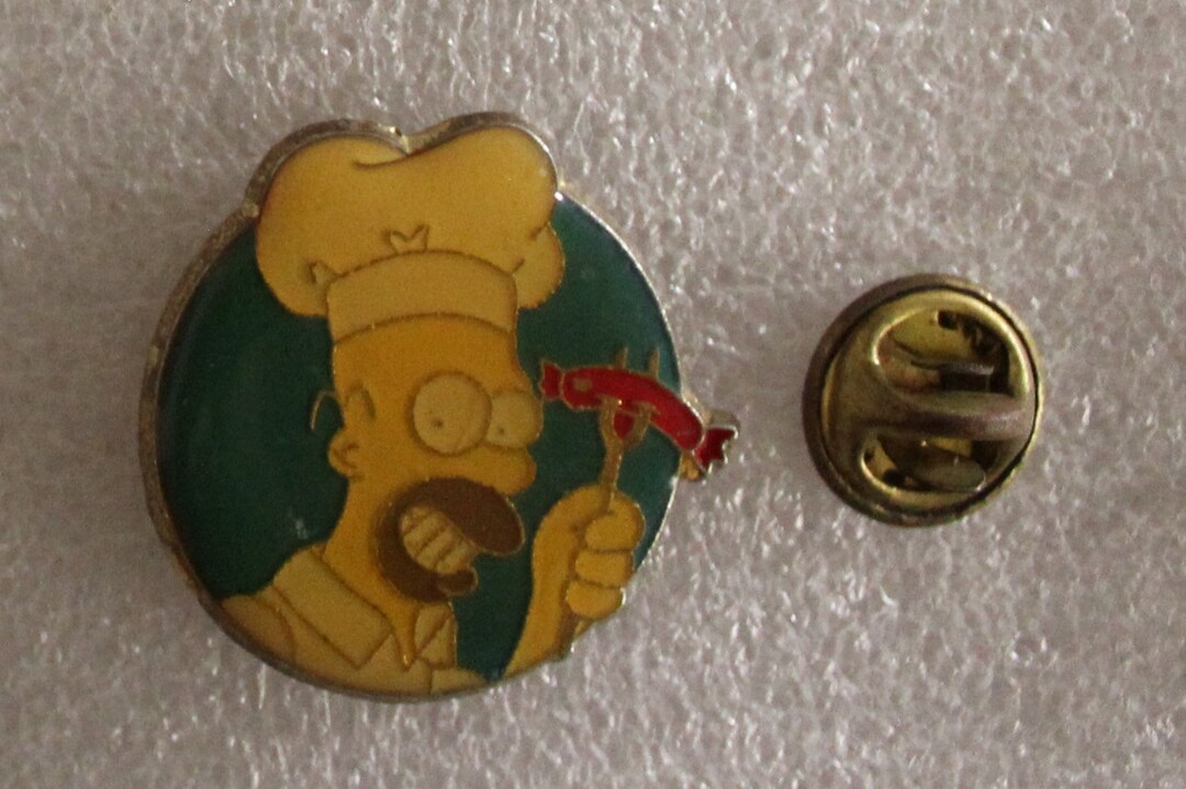 1990s the Simpsons HOMER WITH SAUSAGE Lapel Pin - Vintage - 2.5 Cm. (1 ...