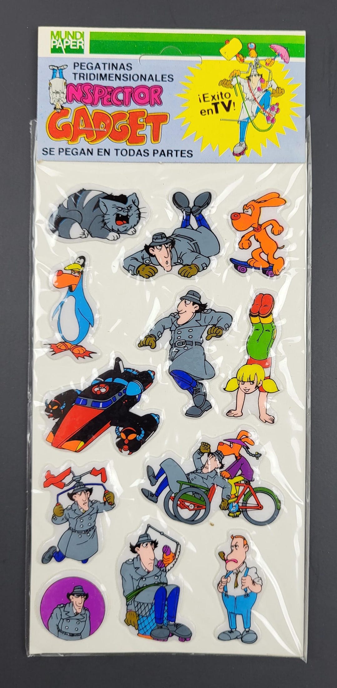 1983 INSPECTOR GADGET Puffy Stickers Sheet 8.25" X 3.5" (21 X 9 Cm ...
