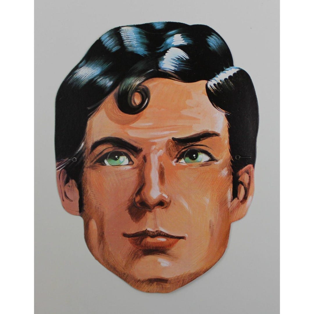 1970s CHRISTOPHER REEVE SUPERMAN Cardboard Mask - Very Rare, Unstamped ...