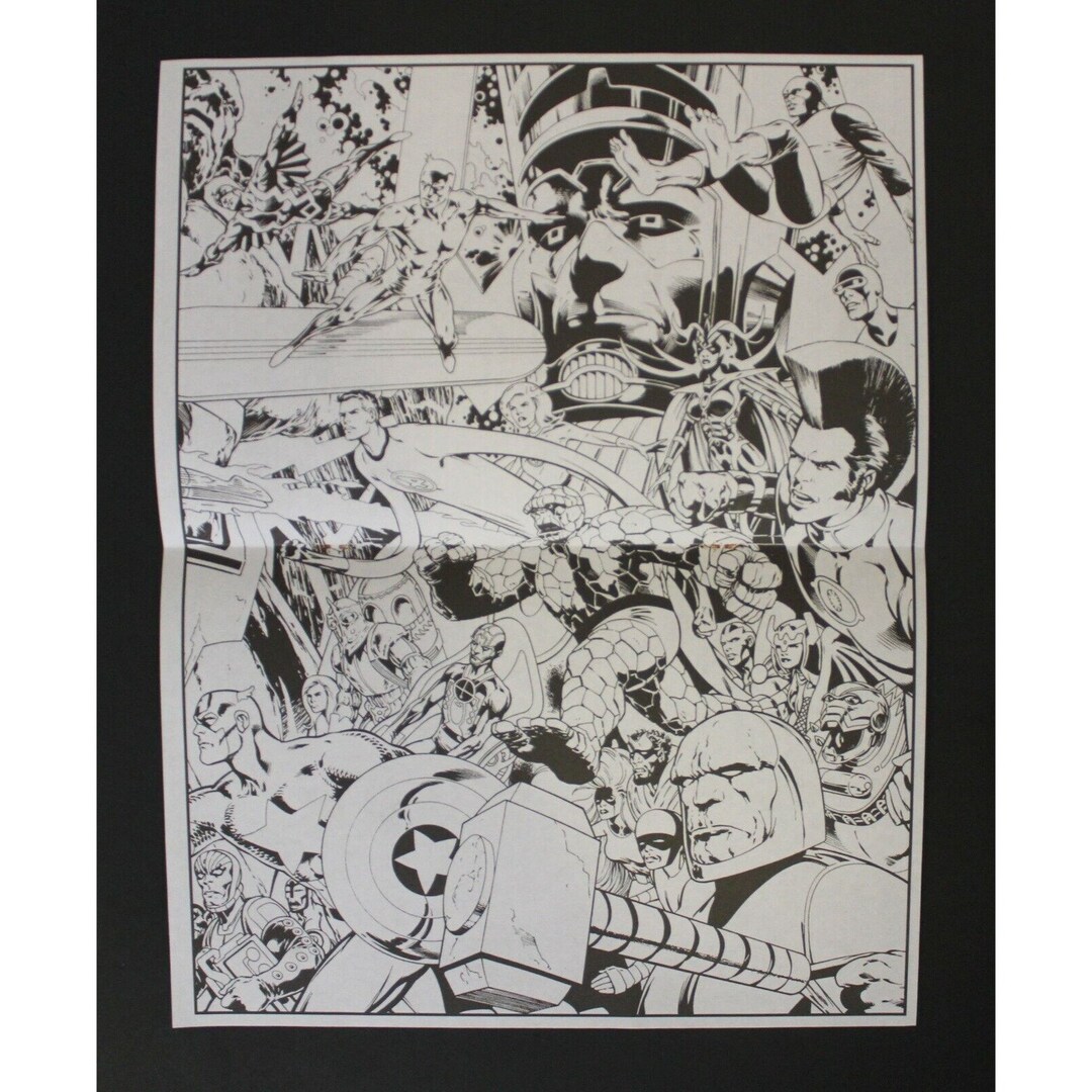 1998 MARVEL CHARACTERS Black & White Poster 13.25" X 10.25" (33.5 X 26 ...