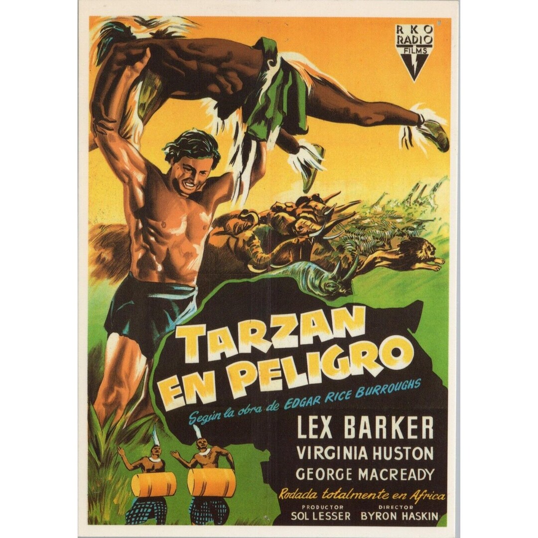 TARZAN'S PERIL 1951 Movie Postcard 6" X 4.25" (15 X 10.5 Cm.) Byron ...