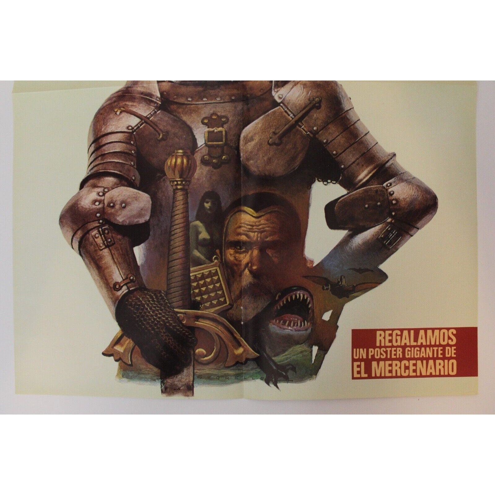 1982 THE MERCENARY Poster Spanish Original Vintage 20.5" X 15.75" V ...