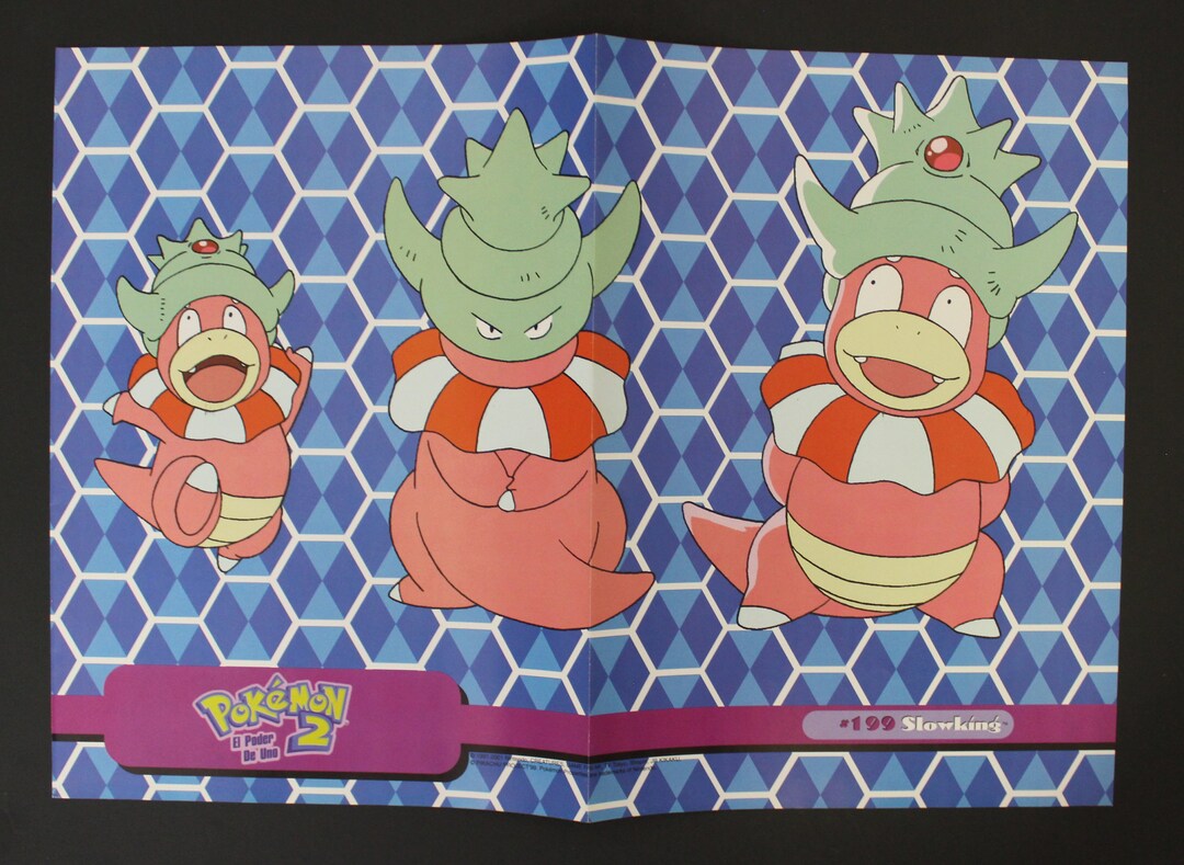 2001 Pokemon SLOWKING MINI-POSTER Double-sided 2 Posters in 1 15.75 X ...