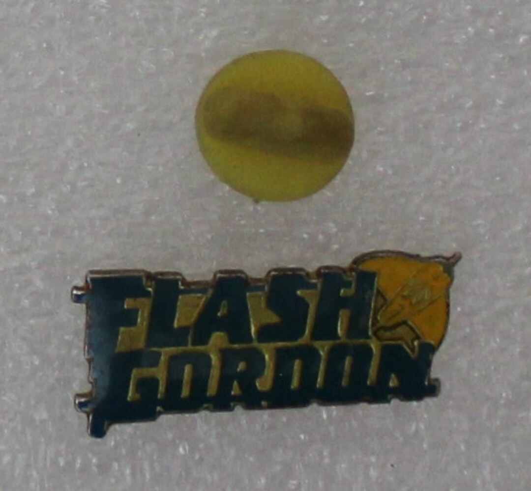 1980s FLASH GORDON Logo Lapel Pin 1" X 0.5" (2.5 X 1.25 Cm.) Original ...