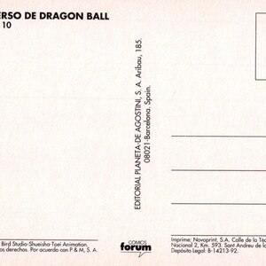 1992 DRAGON BALL Postcard Original Spanish Vintage 15 X 10.5 Cm. (6" X ...