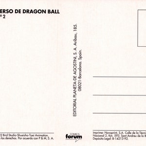 1992 DRAGON BALL Postcard Original Spanish Vintage 15 X 10.5 Cm. (6" X ...