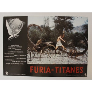 1982 CLASH of the TITANS Lobby Card 34 X 24 Cm. (13.5" X 9.5") - Harryhausen, Hamlin, Olivier ...