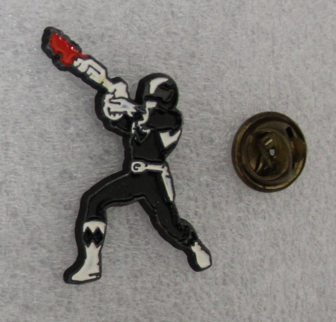 1995 Power Rangers BLACK RANGER Lapel Pin 4 X 2.5 Cm. (1.6" X 1") Saban ...