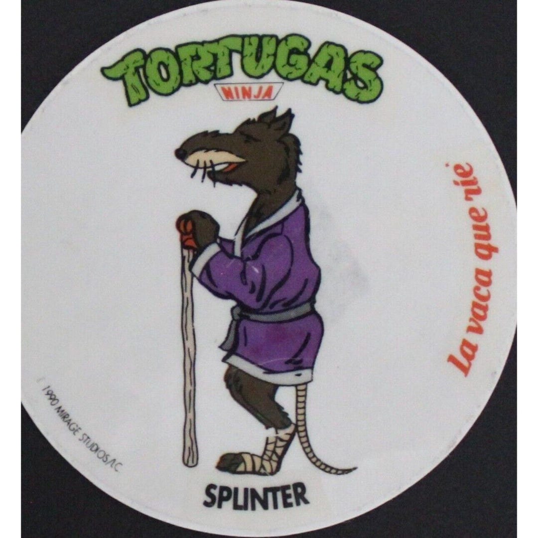 1990 TMNT SPLINTER Sticker 6 Cm. (2.35") Vintage the Laughing Cow Promo ...