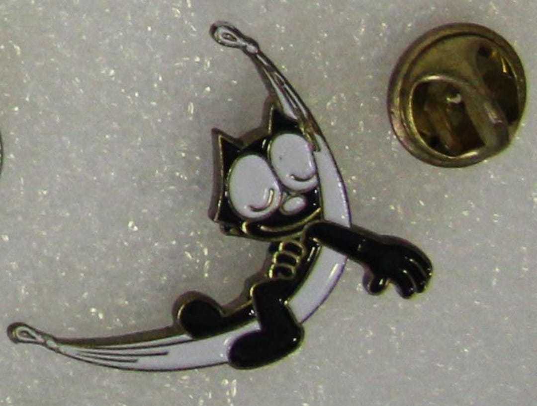 1980s FELIX THE CAT Lapel Pin 1.2" X 1.4" (3 X 3.5cm) Sleeping in the ...