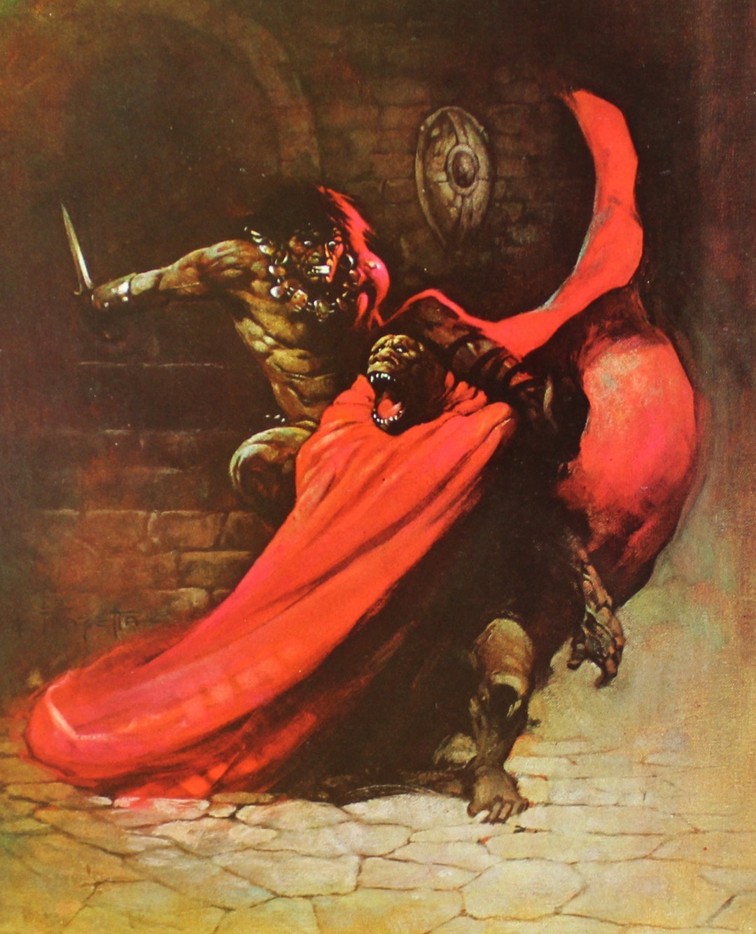 1975 FRANK FRAZETTA Vintage Poster "man-ape" 11" X 9" (28 X 22.5 Cm ...