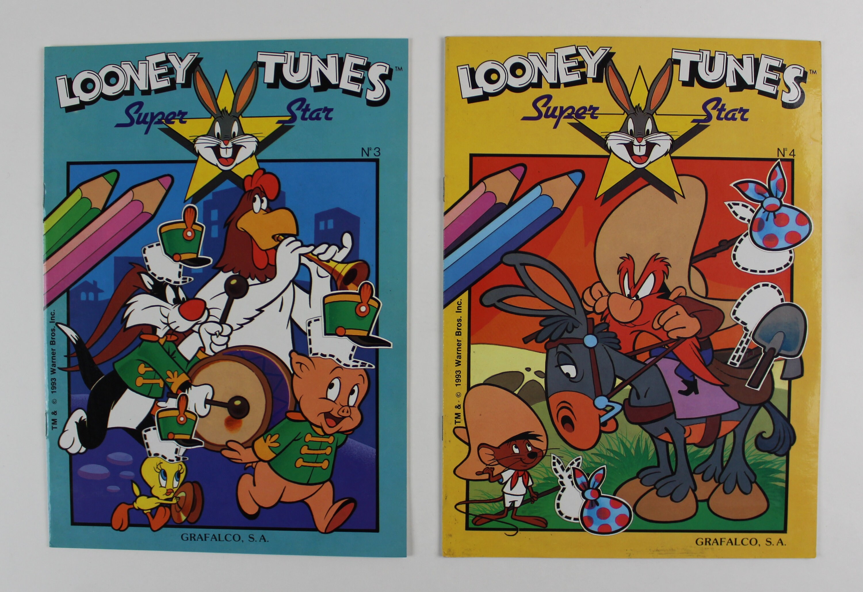 1993 Looney Tunes Super Star FULL SET of 4 X Coloring & - Etsy