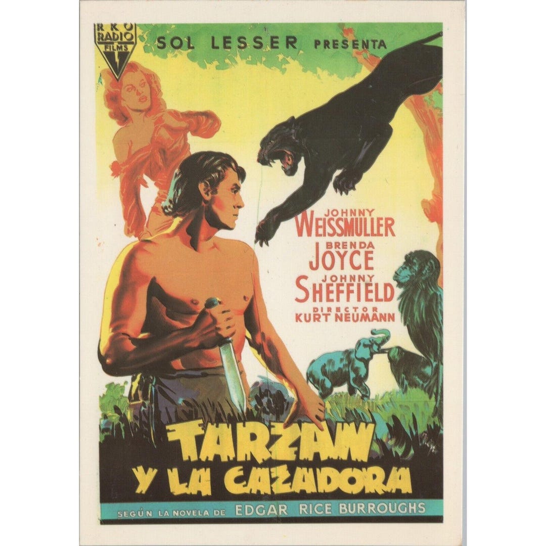 TARZAN and the HUNTRESS Postcard 6" X 4.25" (15 X 10.5 Cm.) Johnny ...