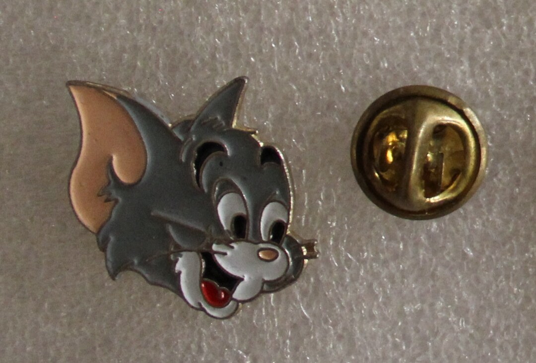 1990s TOM & JERRY Lapel Pin Tom's Head 2.25 X 2.25 Cm. 0.9 X 0.9 Hanna ...